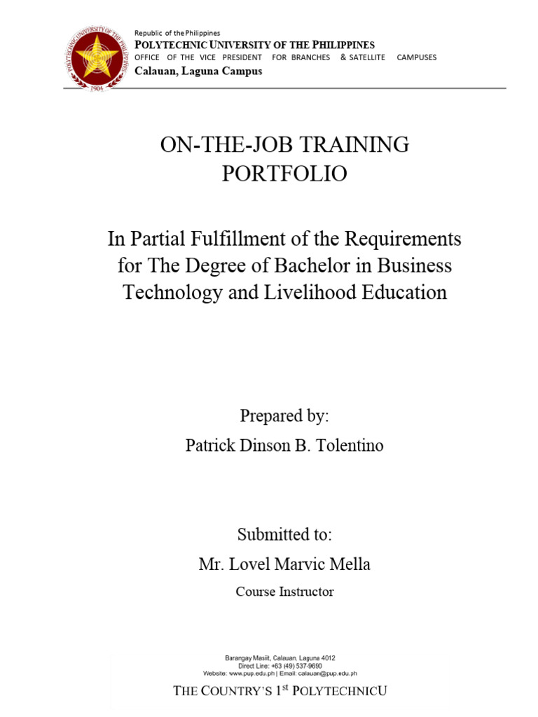 OJT Manual Cover | PDF