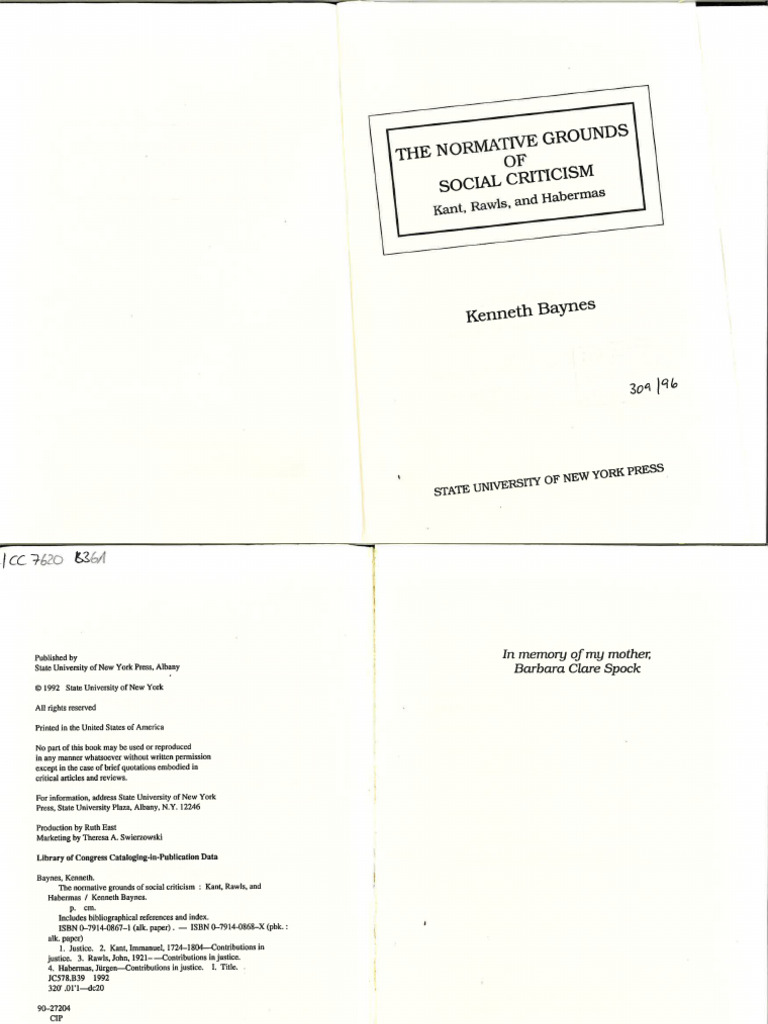Kenneth Baynes - The Normative Grounds of Social Criticism | PDF