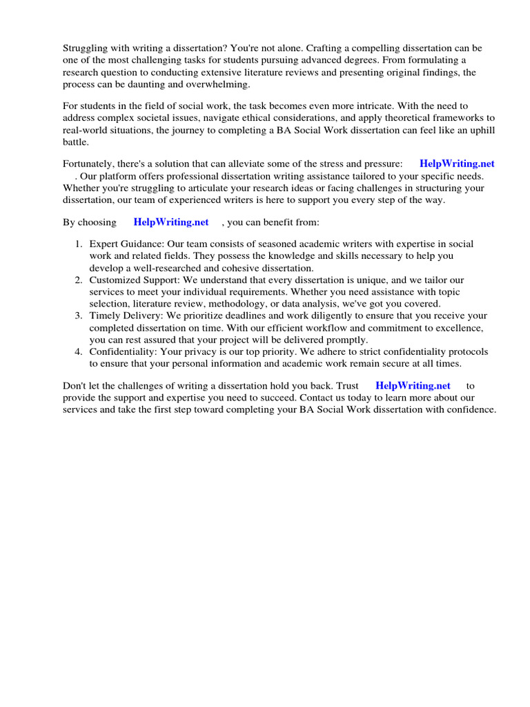 Ba Social Work Dissertation Examples | PDF | Thesis | Social Work