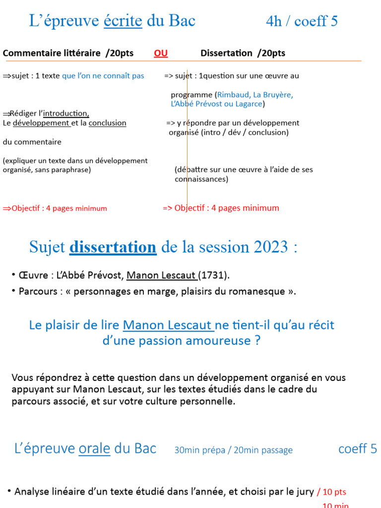 Épreuve écrite Bac de Français 2023 | PDF