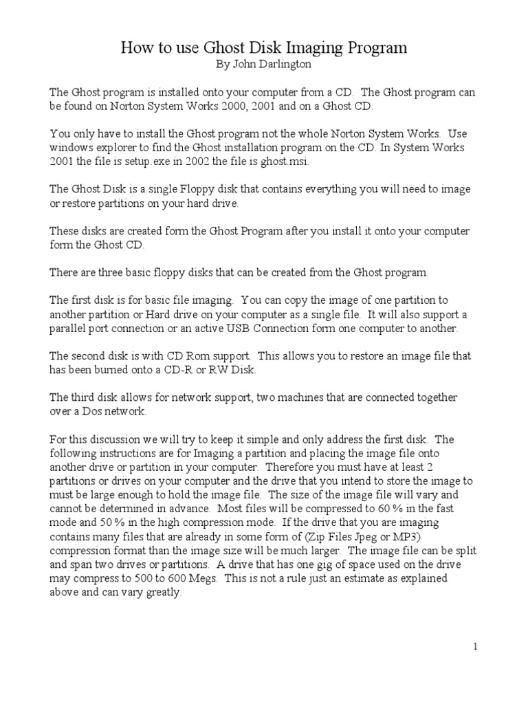 How To Use Ghost Disk Imaging Program | PDF | Disk Storage | Booting