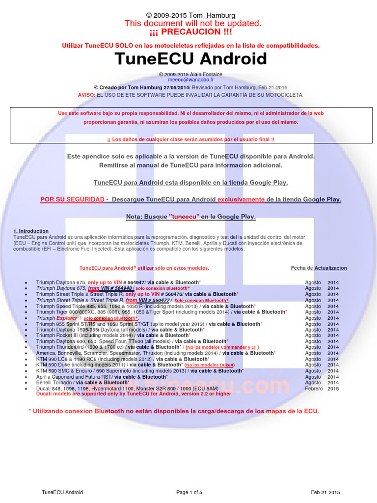tuneECU Instrucciones | PDF | Android (sistema operativo) | Google Play