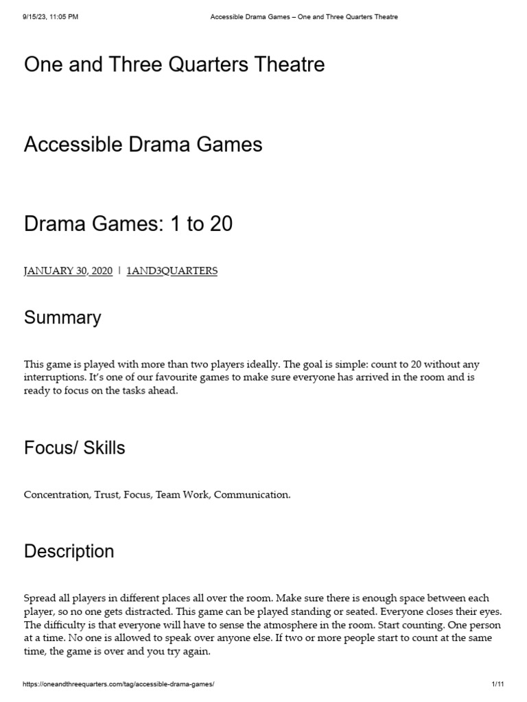 Accessible Drama Games for All Ages | PDF | Museum