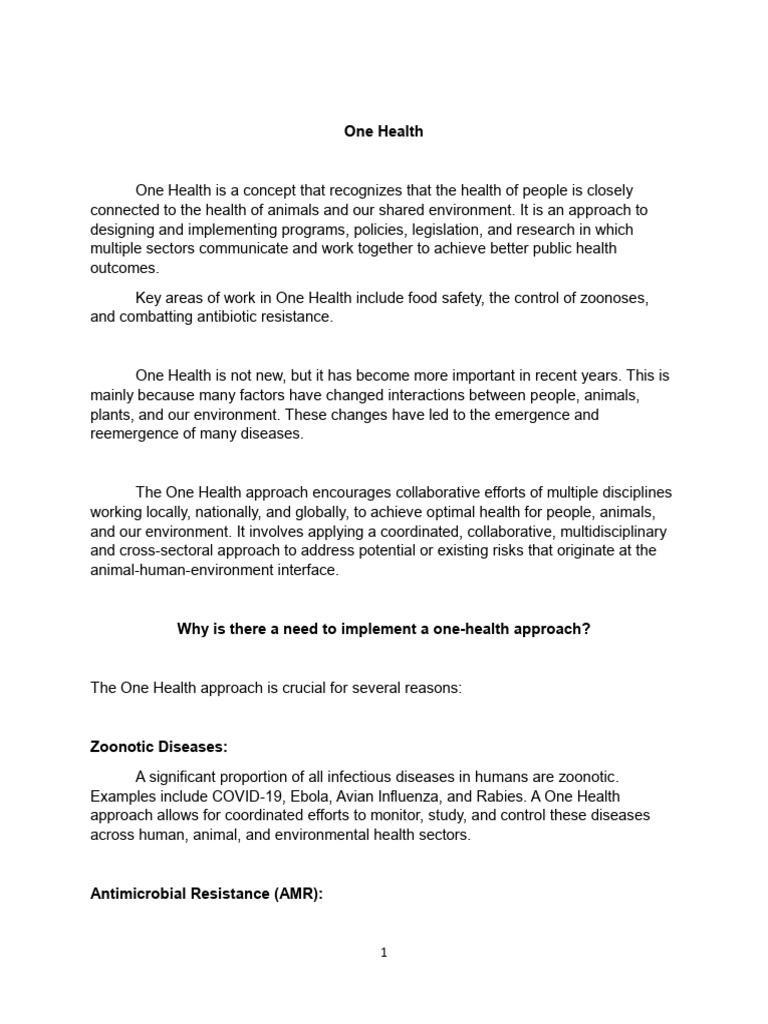 One Health Introduction | PDF | Public Health | Psychological Resilience