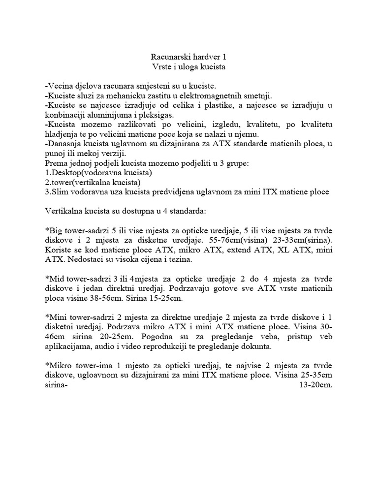 Racunarski Hardver 1 | PDF