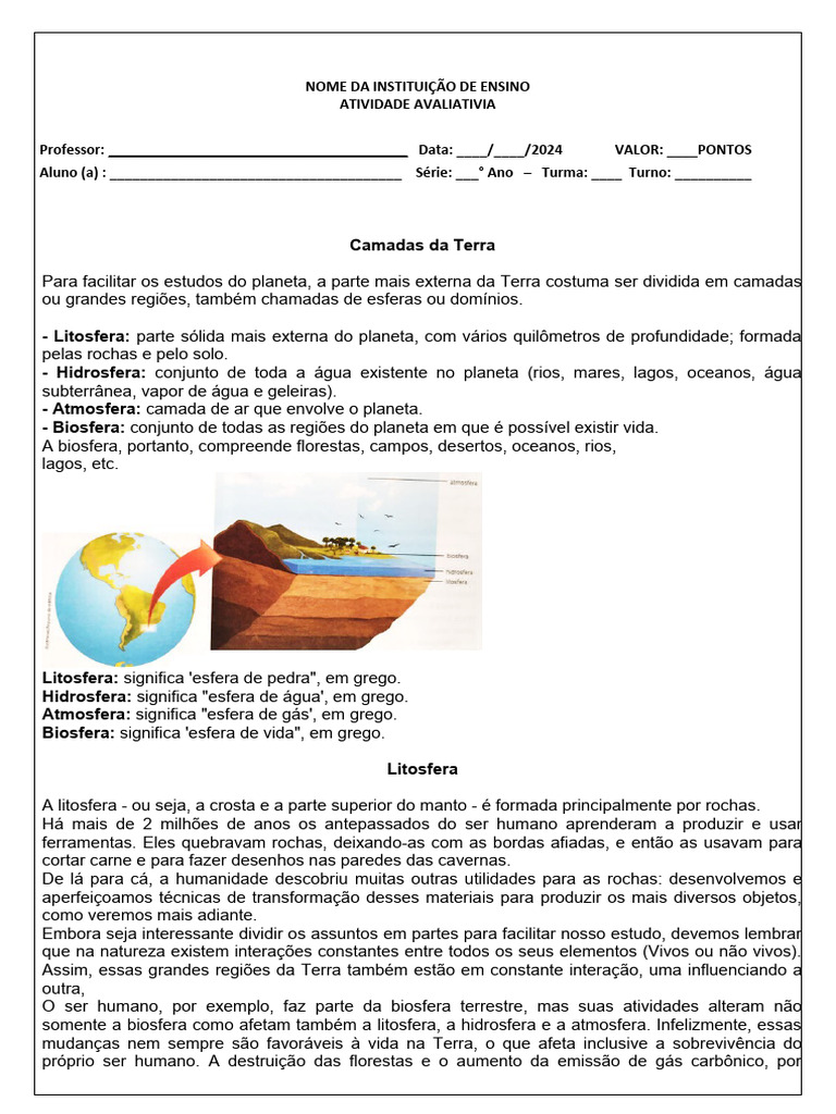 Camadas Da Terra | PDF | Terra | Natureza