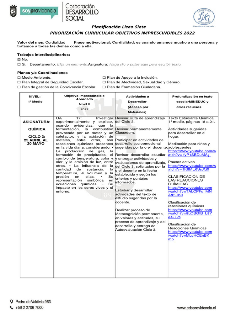 Química Primero Medio Pdf
