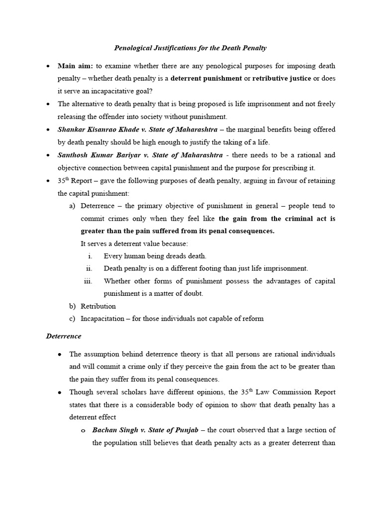 Justifications for the Death Penalty | PDF | Punishments | Crimes