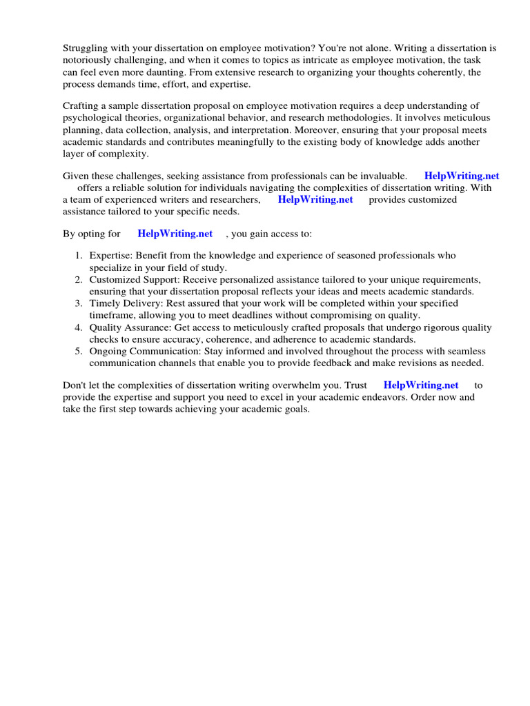 Sample Dissertation Proposal On Employee Motivation | Download Free PDF ...