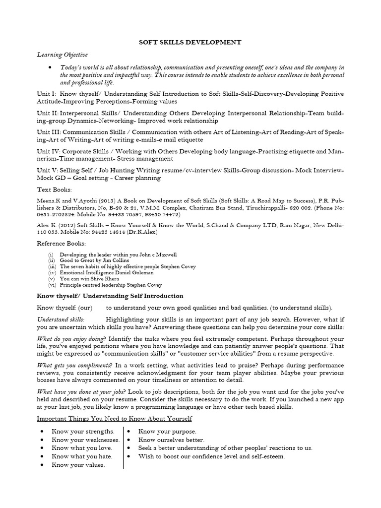 Soft Skill Development - SP | PDF | Attitude (Psychology) | Skill