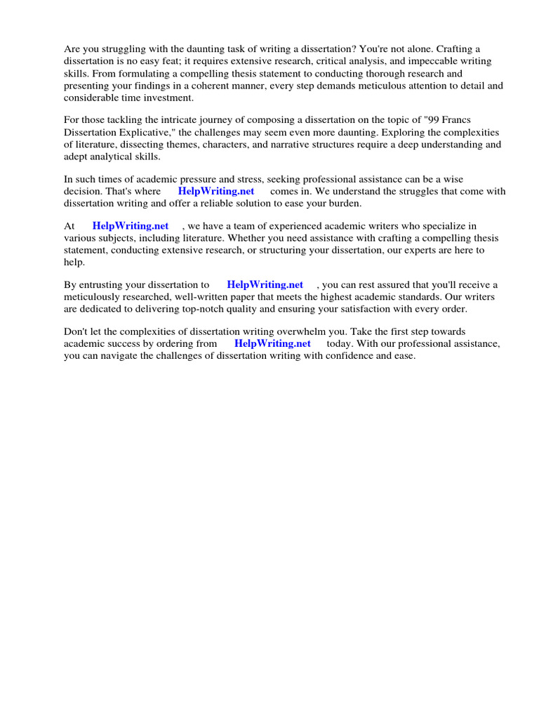 99 Francs Dissertation Explicative | PDF | Thesis | Essays