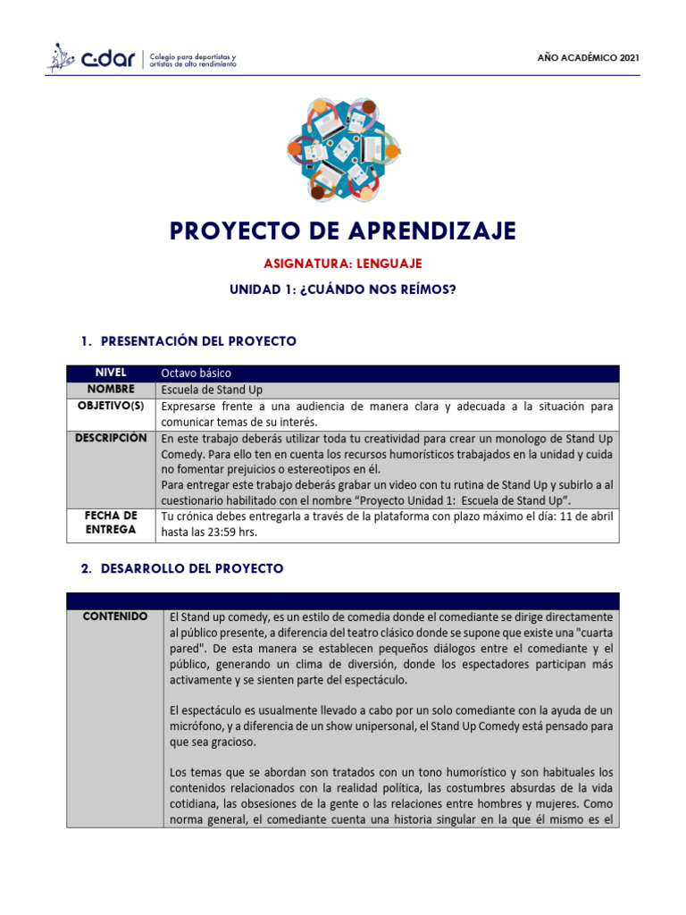 Formato Proyecto 8vo | PDF | Comedia en vivo | Humor