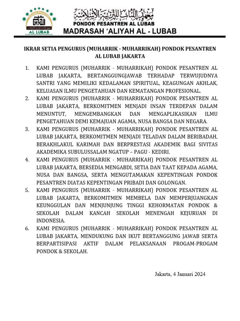 Teks Pelantikan Pengurus Pondok | PDF Teks Pelantikan Pengurus Pondok | PDF
