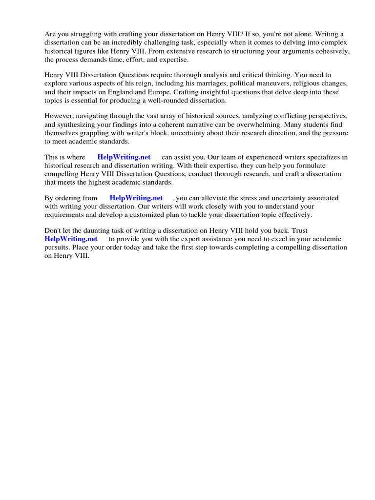 Henry Viii Dissertation Questions | PDF | Facebook | House Of Tudor
