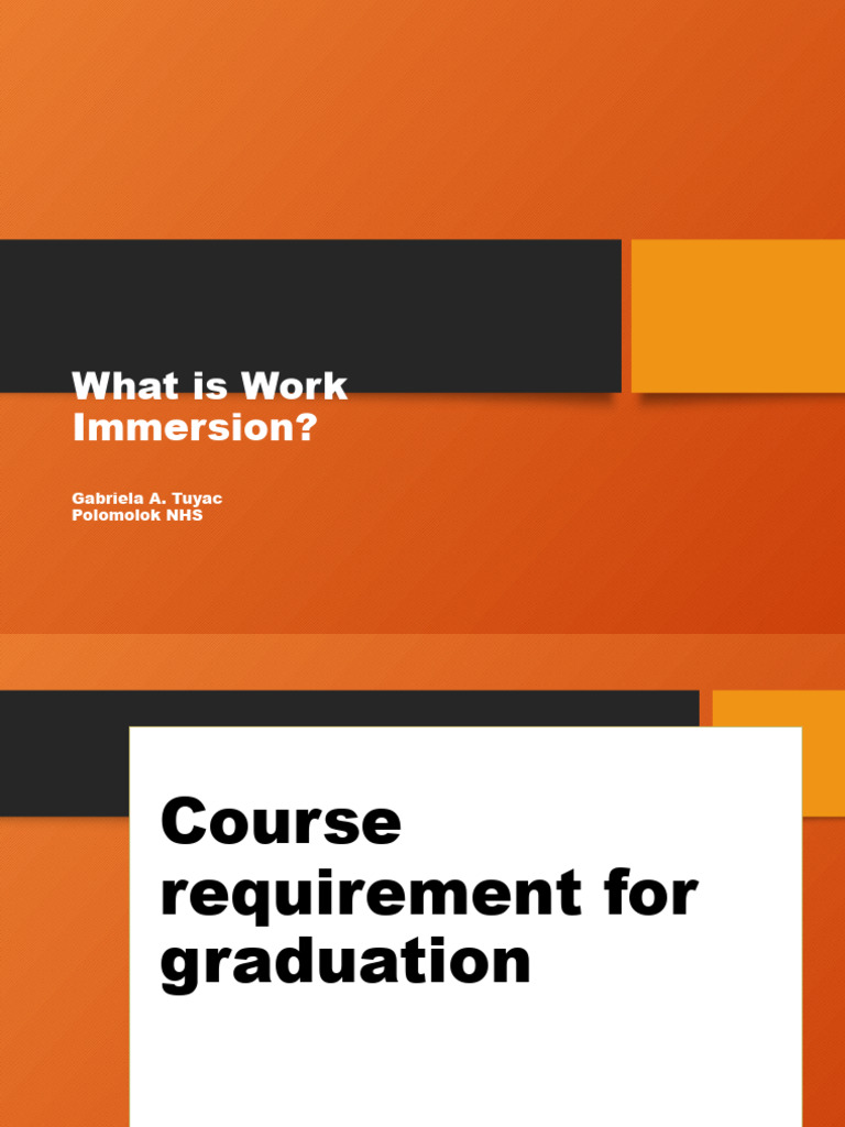 Work Immersion for SHS Students | PDF | Business