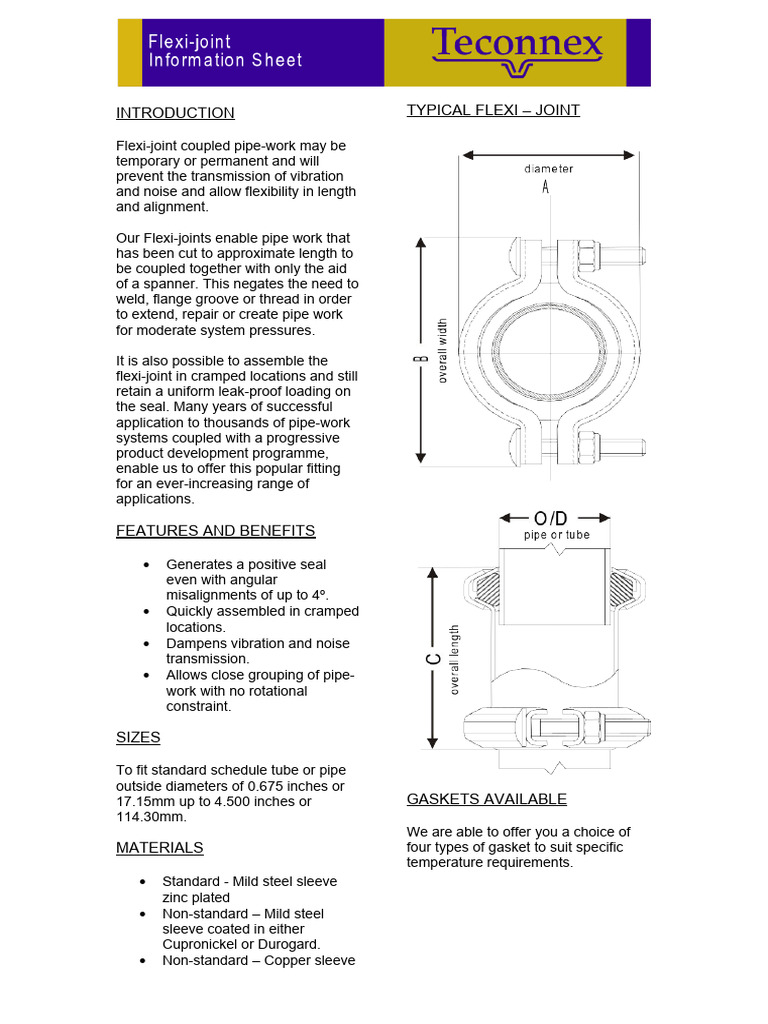 Flexijoint Datasheet | PDF | Pipe (Fluid Conveyance) | Materials