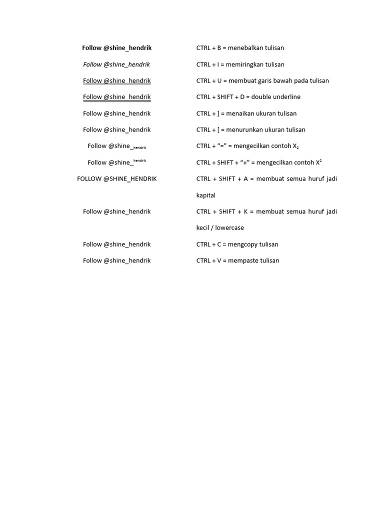 Pintasan Keyboard untuk Skripsi Word | PDF