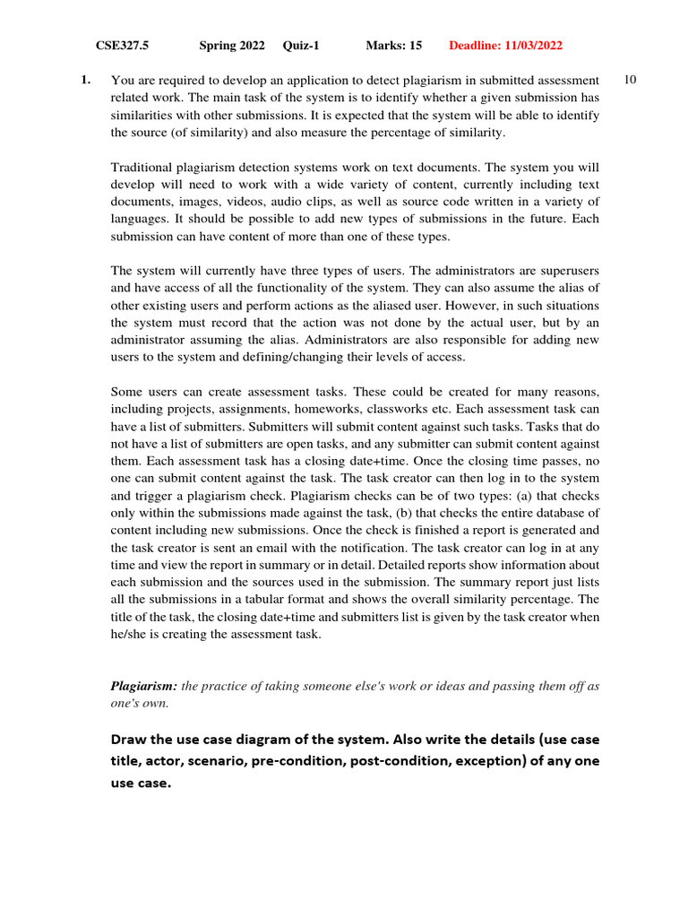 CSE327.5 Q 1 Spring 2022 | PDF