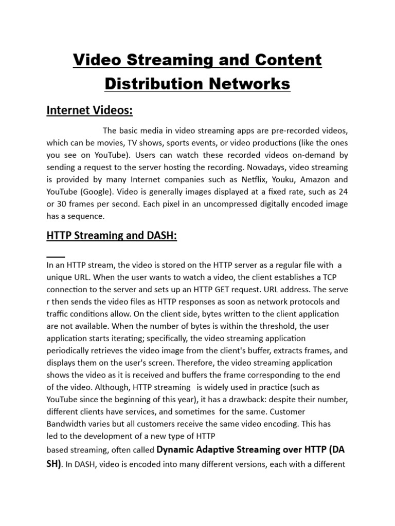 Video Streaming and CDN Overview | PDF | Streaming Media | Networking