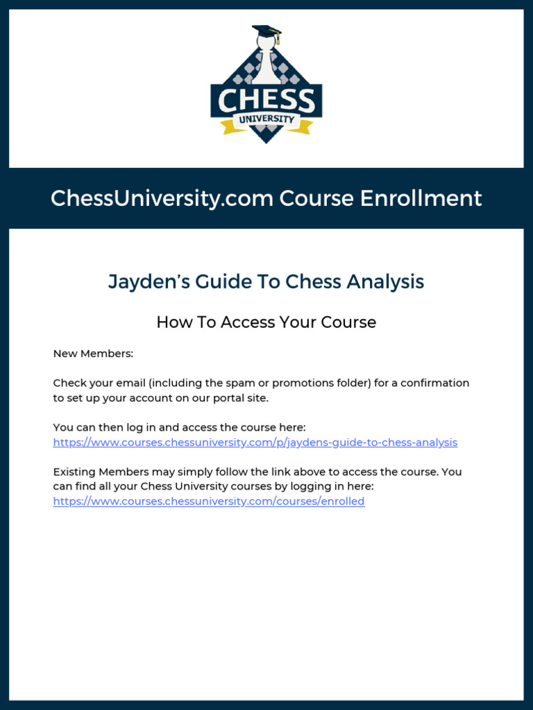 Jayden's Chess Analysis Course Access | PDF