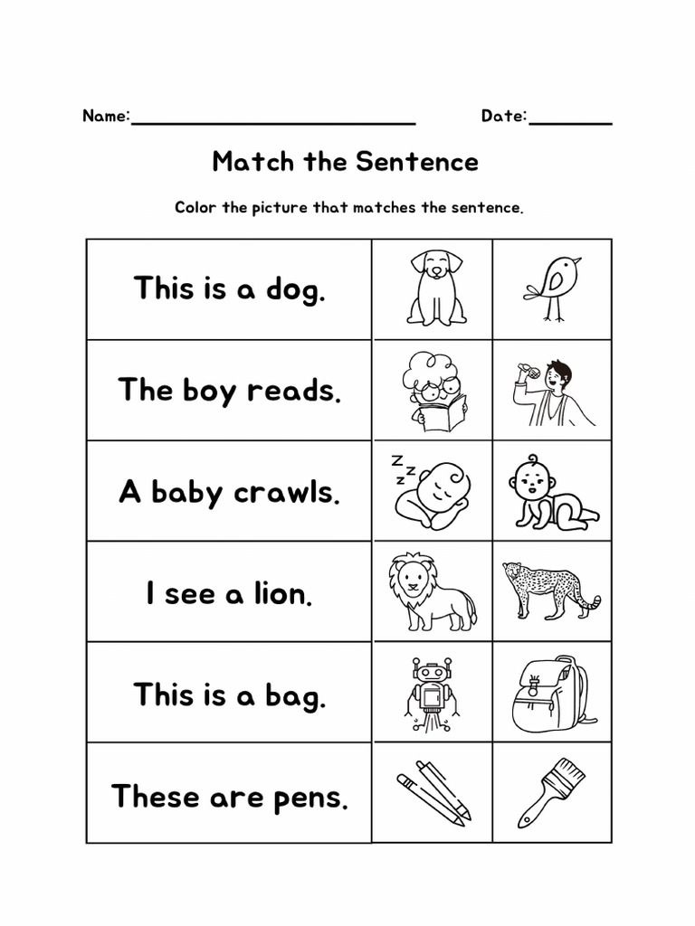 Black and White Illustrative Beginning Sentences Printable English ESL ...