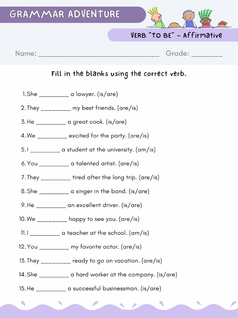 Simple and Easy Grammar Writing Exercises Verb To Be Worksheet | PDF
