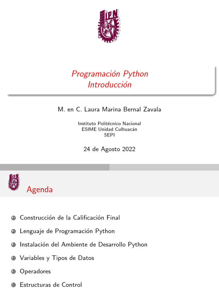 Introduccion A Python - Maestria Ipn | PDF | Python (lenguaje de programación) | Lenguaje de ...