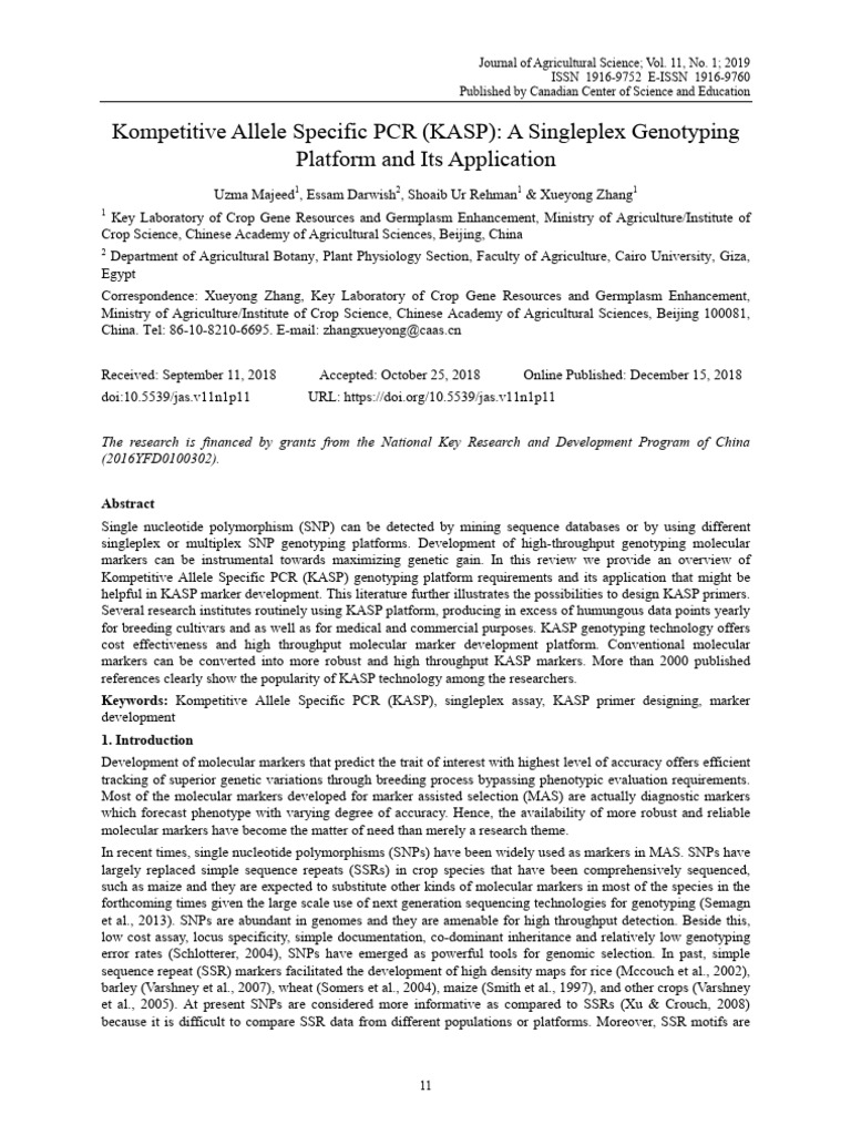 Kompetitive Allele Specific PCR KASP A Singleplex Genotyping | PDF ...