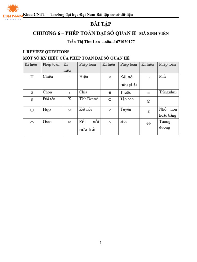 Exercise6 - Relational Algebra | PDF