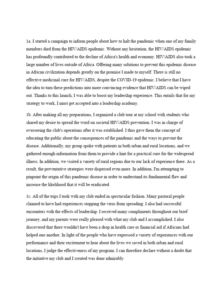 Pro - Modified Essay Etsub | PDF | Hiv/Aids In Africa | Pandemic