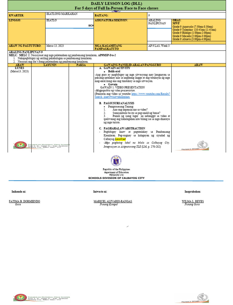 Week 3 Ap Esp 9 Q3 | PDF