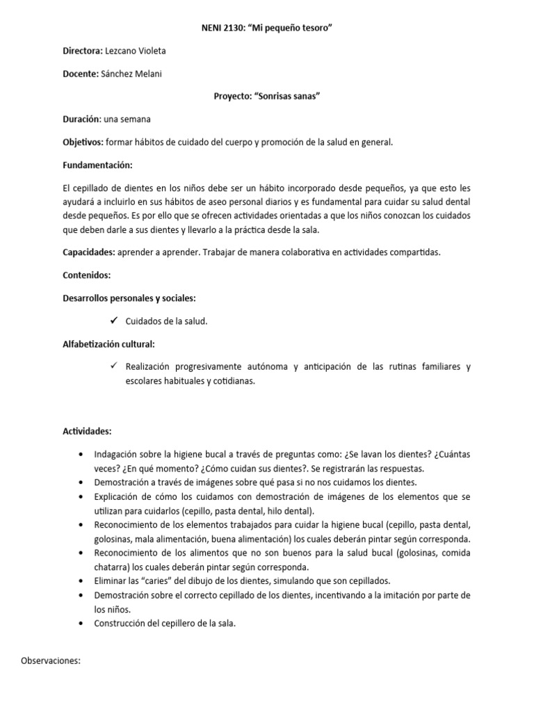 Proyecto Sonrisas Sanas | PDF