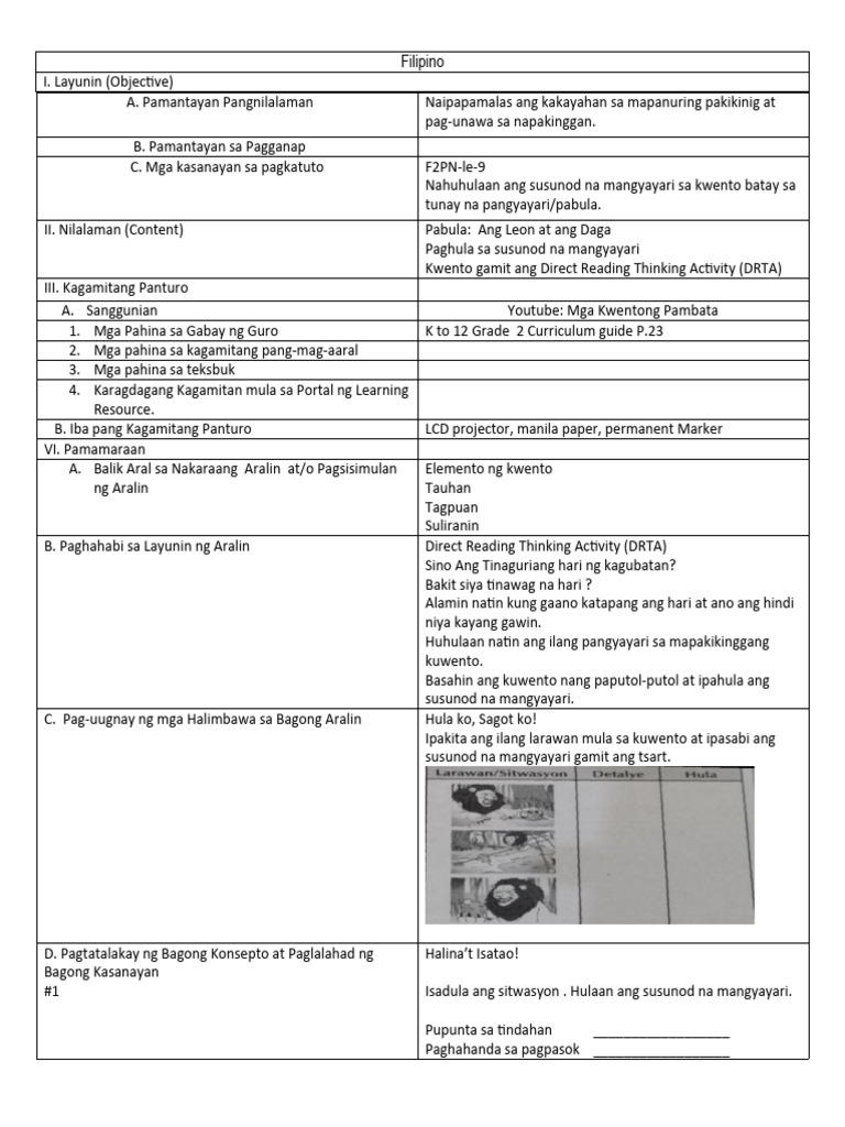 A9 Estratehiya 1 Hula Ko Sagot KO Filipino Banghay Aralin | PDF
