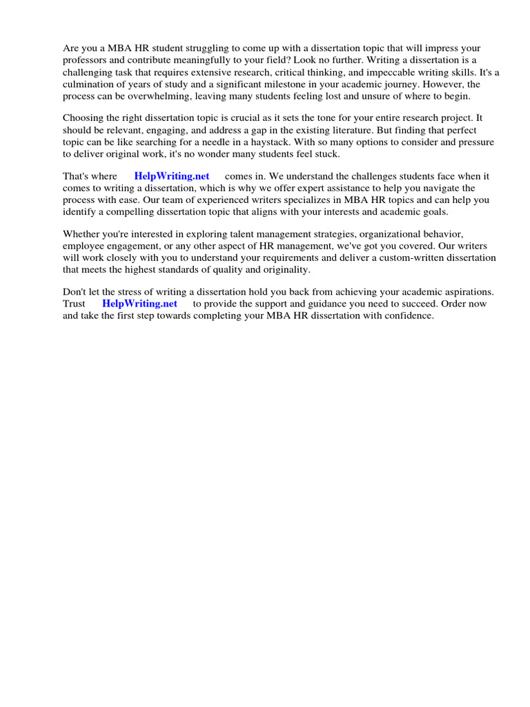 Dissertation Topics For Mba HR Students | PDF | Human Resource ...