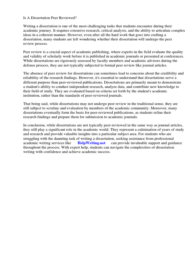Is A Dissertation Peer Reviewed | PDF | Academic Journal | Peer Review