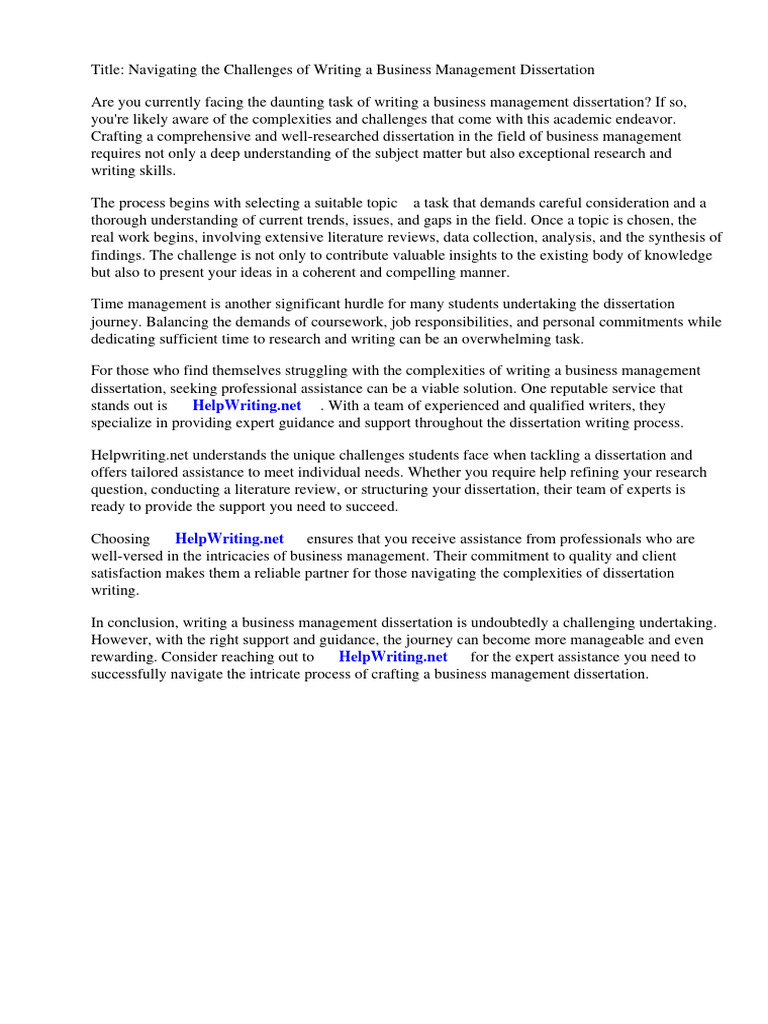 Business Management Dissertation Ideas | PDF | Thesis | Strategic ...