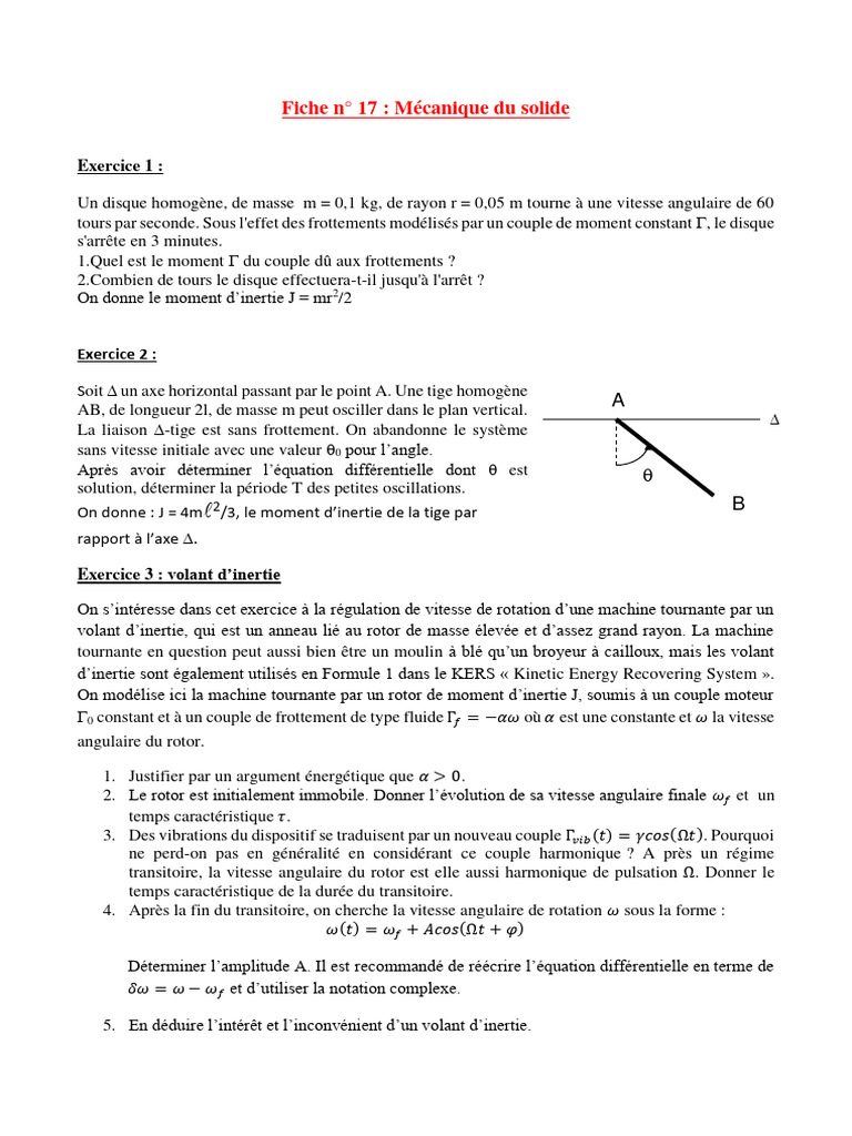 TD Mécanique Du Solide | PDF | Rotation | Sciences physiques