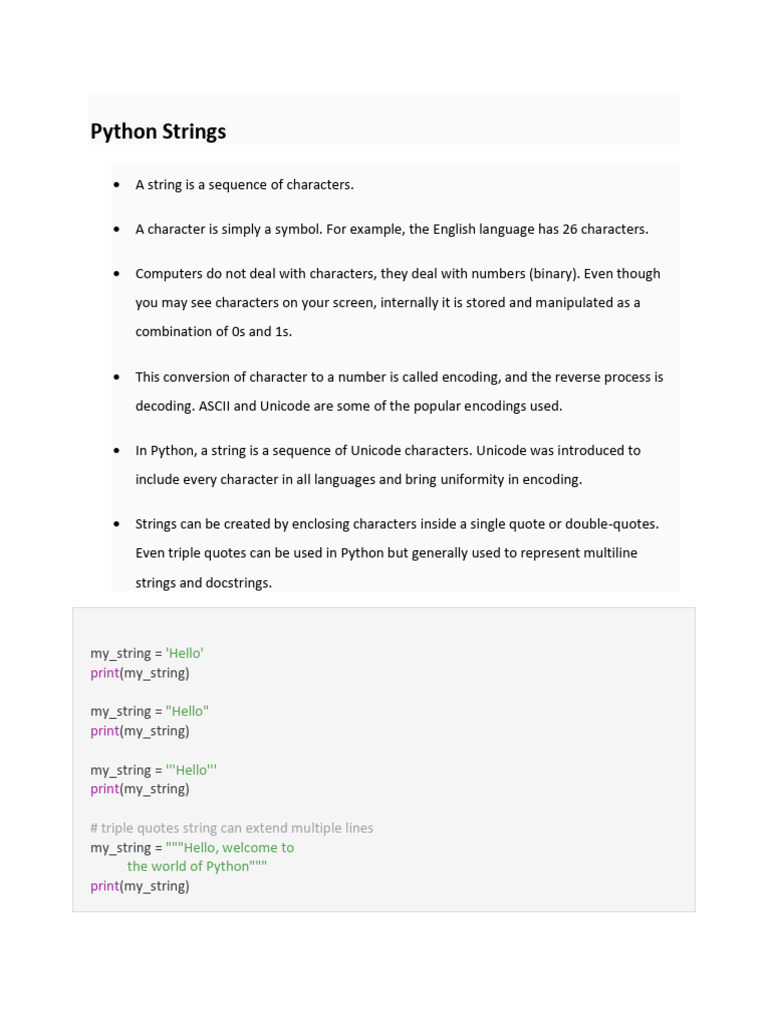 Python Strings & Operations | Download Free PDF | String (Computer Science) | Encodings