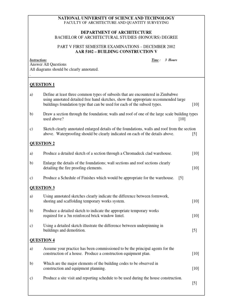 AAR3108200212 Building Construction V | PDF | Civil Engineering ...