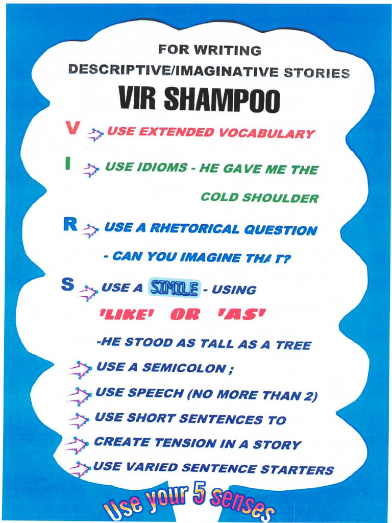 2024 VIR SHAMPOO - An acronym to help write descriptive writing_stories ...