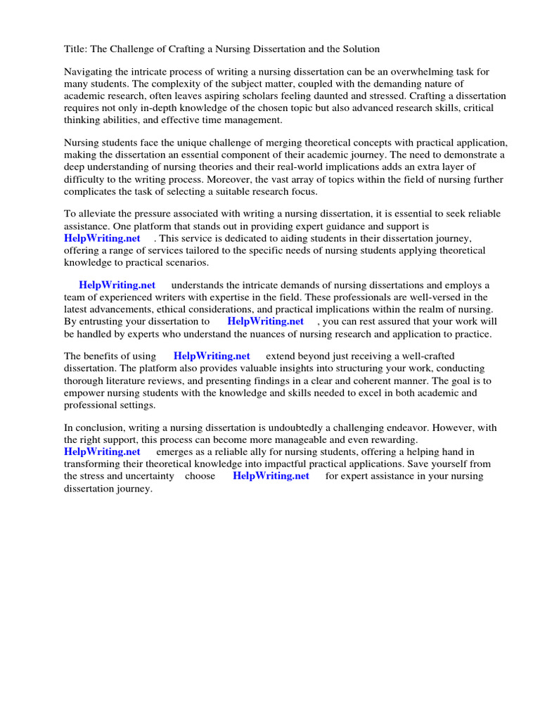 Nursing Dissertation Application To Practice | PDF | Thesis | Nursing