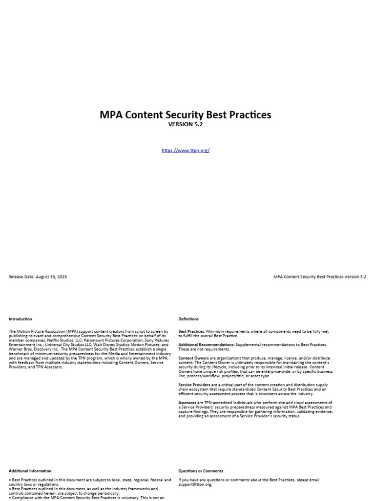 MPA Content Security Best Practices v5.2 Aug30 2023 Release | Download ... MPA Content Security Best Practices v5.2 Aug30 2023 Release | Download ...