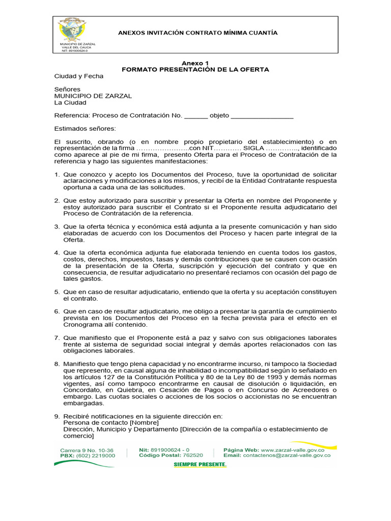 Anexos y Formatos | Descargar gratis PDF | Pequeñas y medianas empresas ...