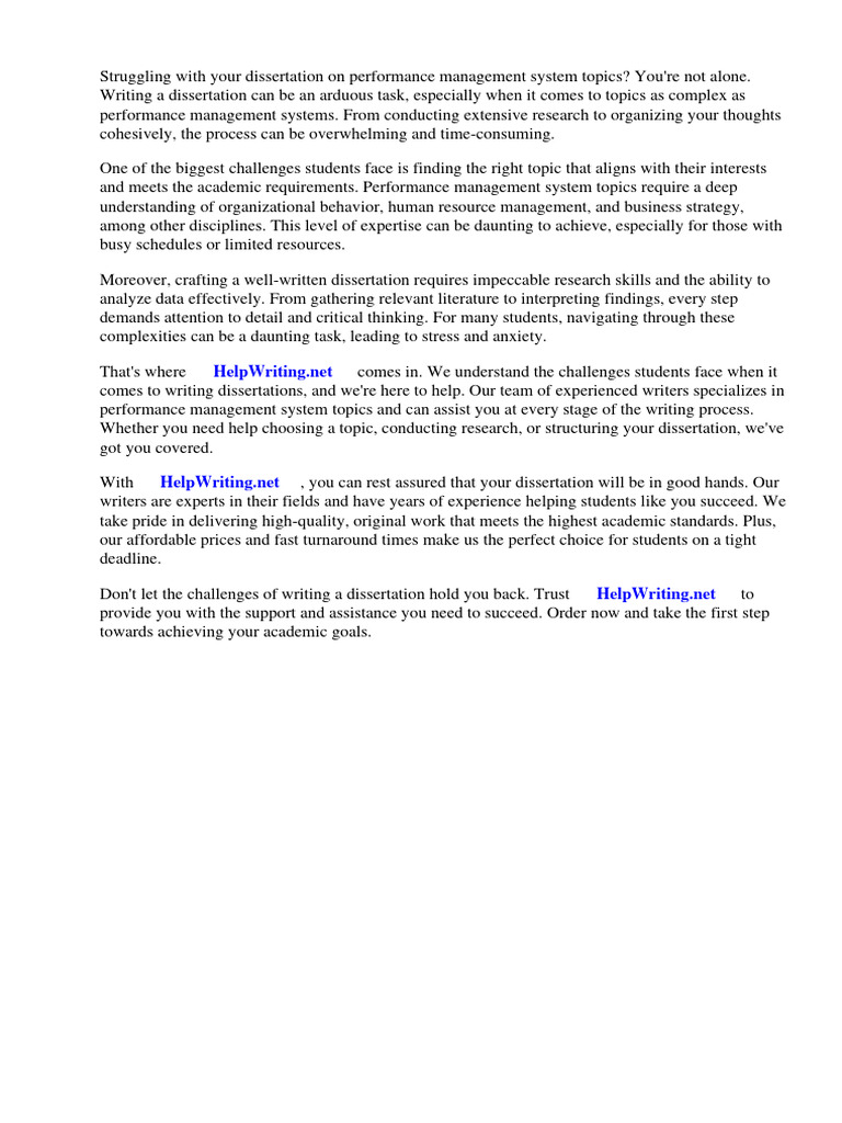 Dissertation Topics on Performance Management System | PDF ...