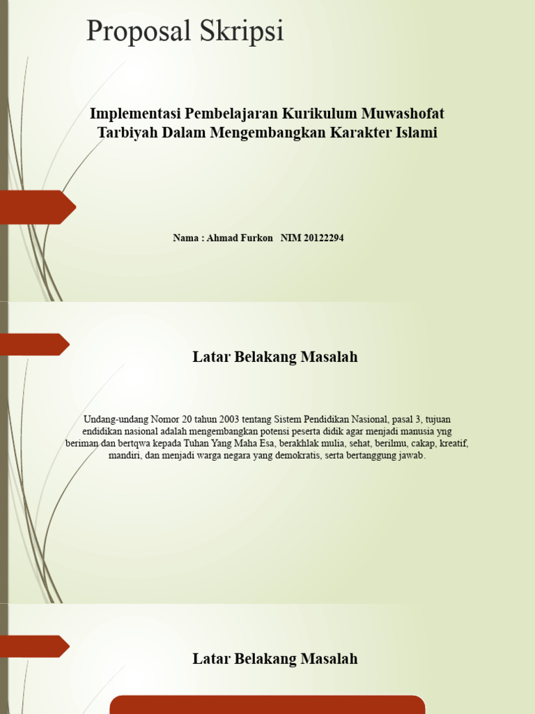 Proposal Skripsi (Implementasi Kurikulum Muwasofat Tarbiyah Di SMP Generasi Kreatif Batujajar ...