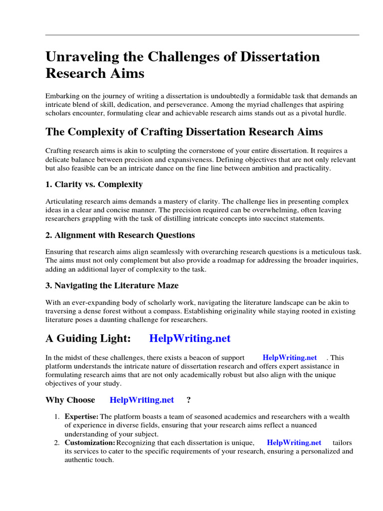 Dissertation Research Aims | PDF | Thesis | Methodology