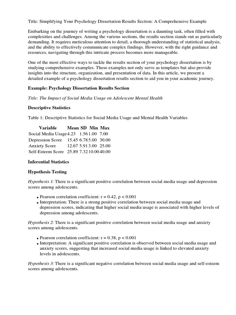 Psychology Dissertation Results Section Example | PDF | Statistics ...
