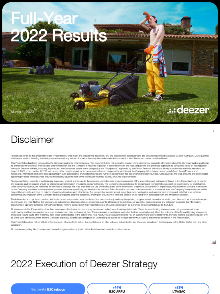 Deezer FY-2022-Results Presentation vFINAL | PDF | Marketing