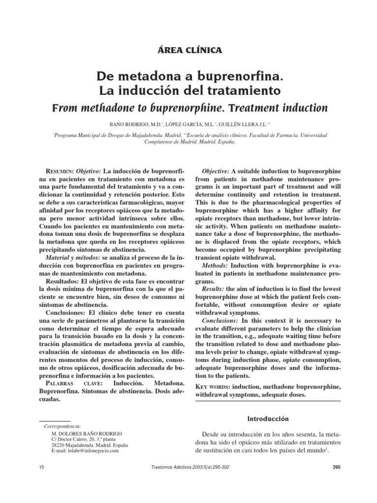 De Metadona A Buprenorfina | PDF | Heroína | Despachador de drogas