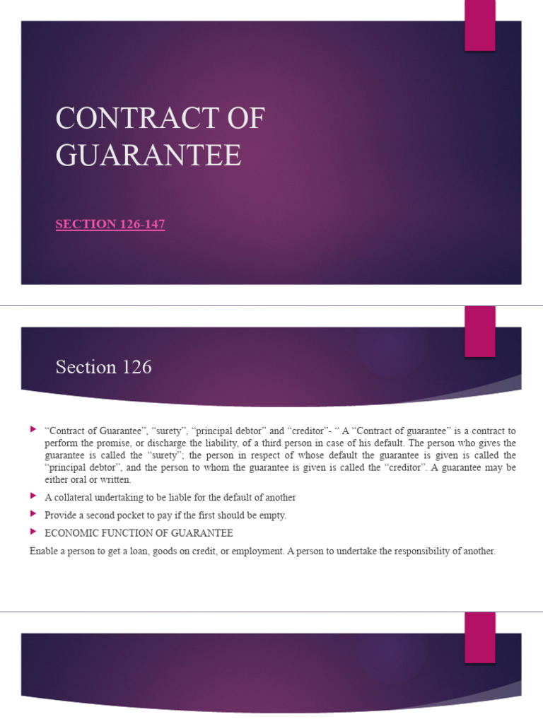 CONTRACT OF GUARANTEE | PDF | Guarantee | Surety